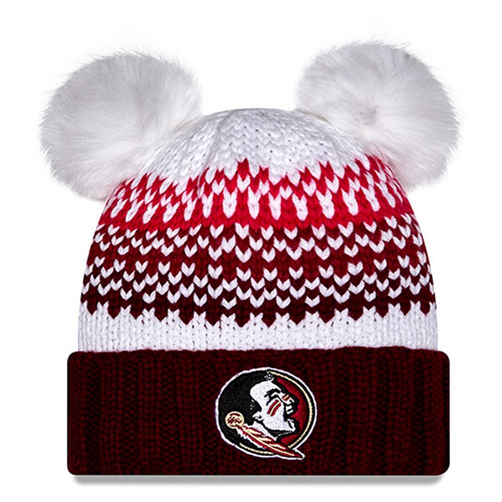 Women's New Era Garnet Florida State Seminoles Double Pom & Print ...