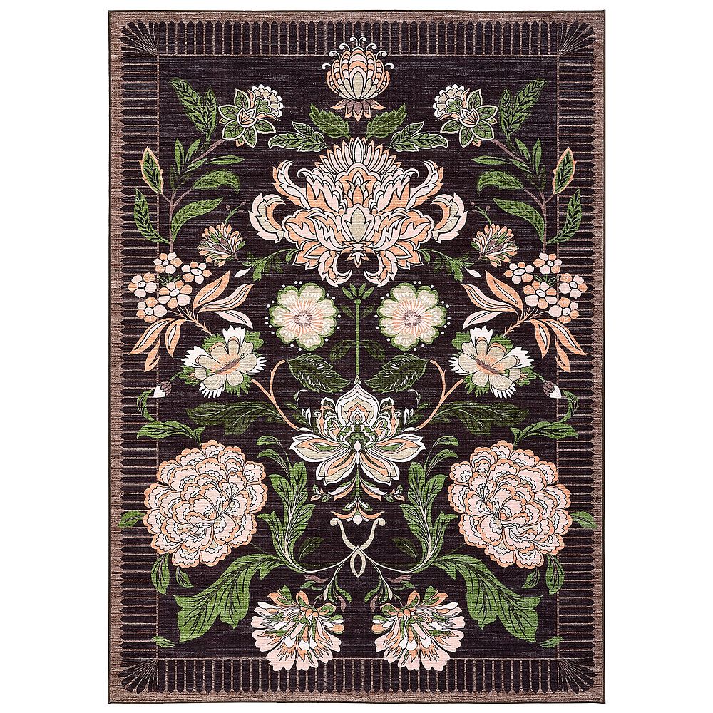 Washable Area Rugs for Living Room Non-Slip Vintage Floral Rugs, Low ...