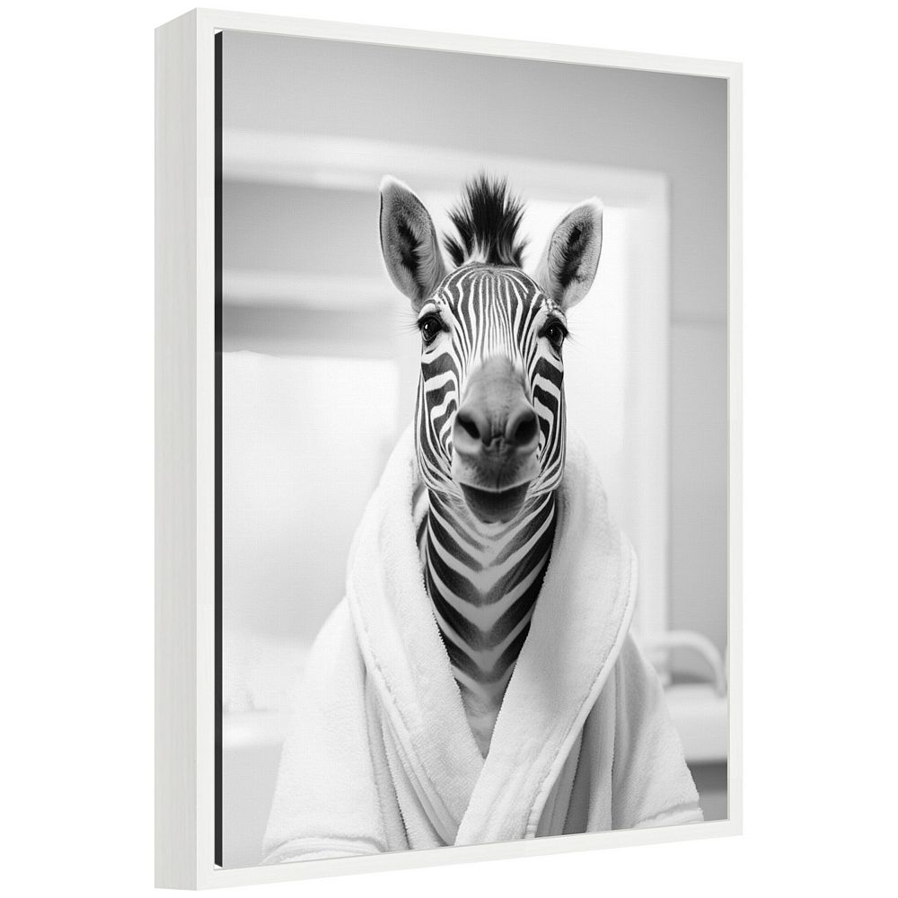 Sylvie Zebra Bathroom Art Towel Robe Black and White Framed Canvas by ...