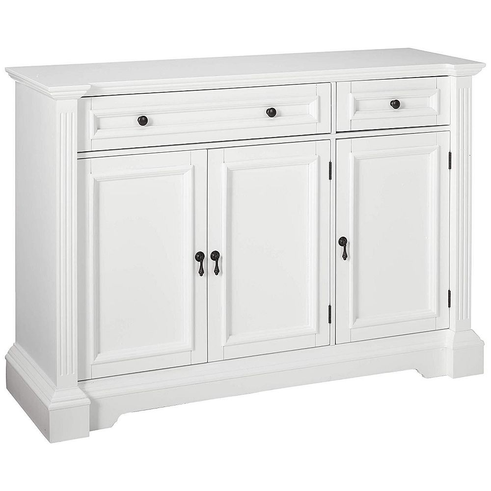 Kings Brand Furniture White Finish Wood Buffet Breakfront Cabinet ...