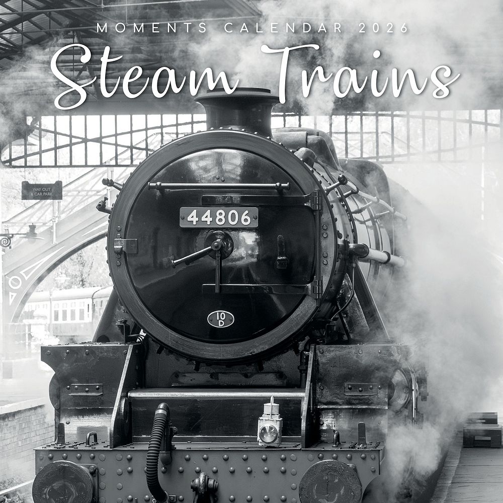 2026 Wall Calendar, Steam Trains - Black & White 16-Month Transport ...