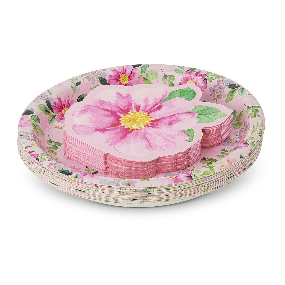 Scribble & Scribe 50-Piece Floral Plate and Napkin Set