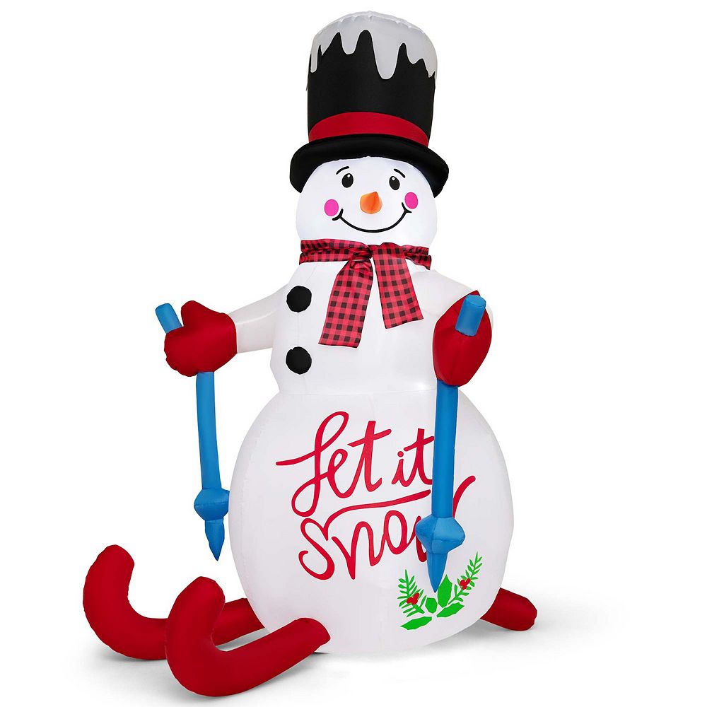 Costway 6FT Inflatable Christmas Skiing Snowman Blow up Party ...