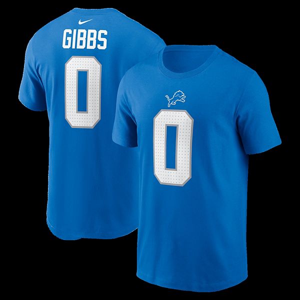Men's Nike Jahmyr Gibbs Blue Detroit Lions Name & Number T-Shirt