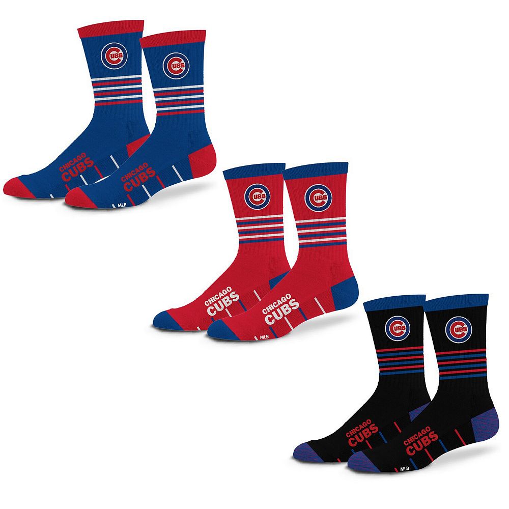 Unisex Starter Blue Chicago Cubs Stripe Zones Socks 3 Pack