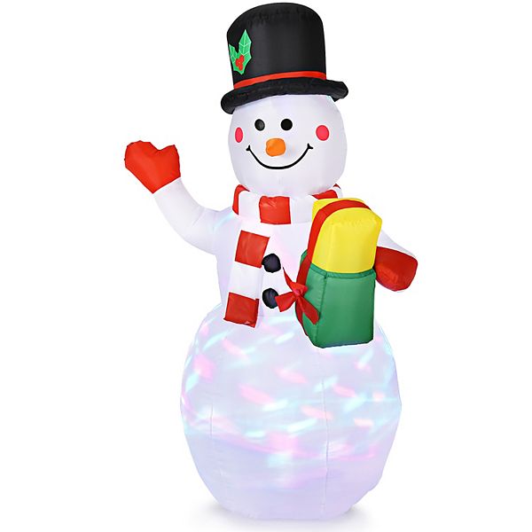 5 FT Tall Snowman Inflatable Blow up Inflatable w/Built-in Colorful LED ...