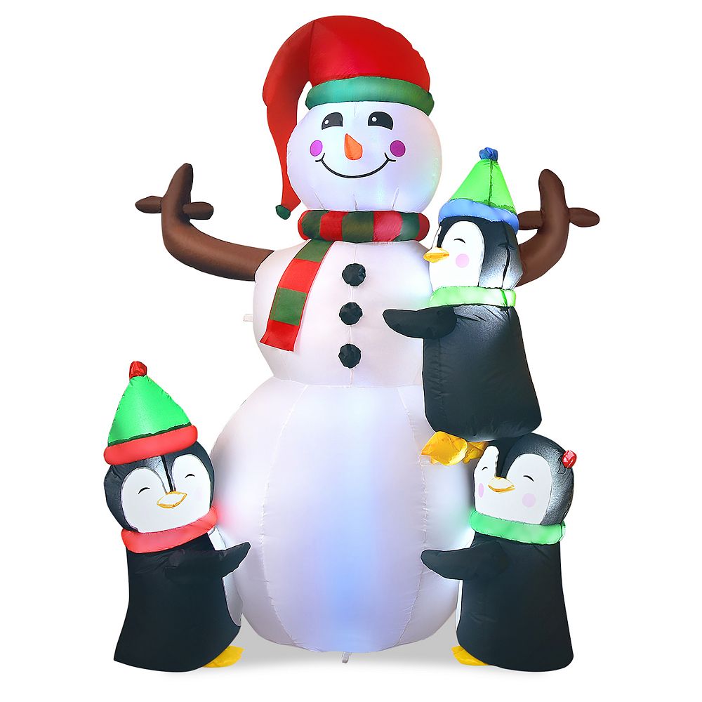 6ft Christmas Inflatable Snowman with Penguins Quick Blow up Snowman