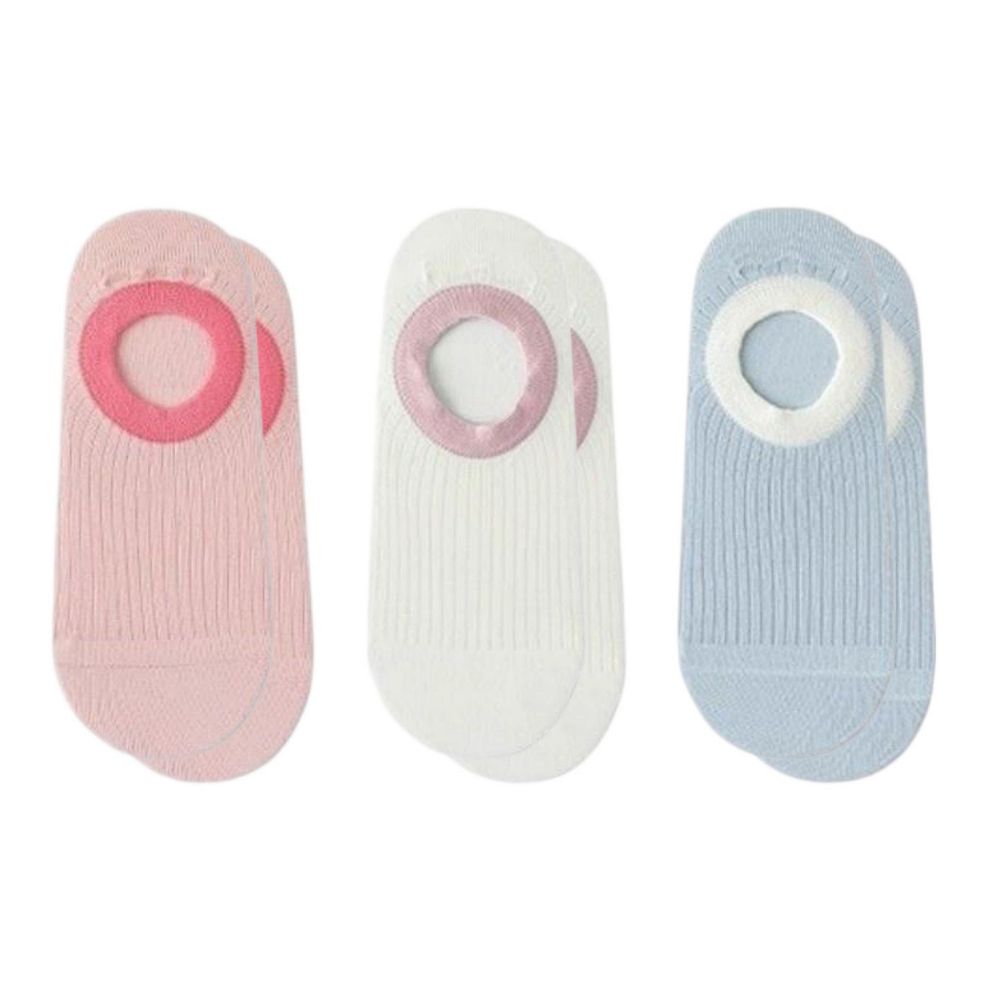 Women's Ribbed No Show Socks with Contrast Circular Heel Opening Low ...