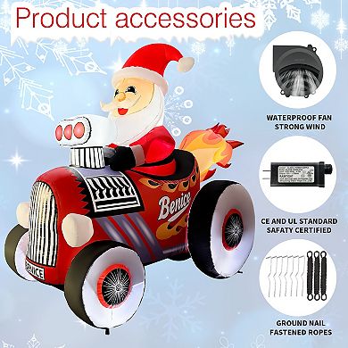 GOOSH 8FT Santa in Hot Rod Inflatable with LED Lights for Outdoor ...
