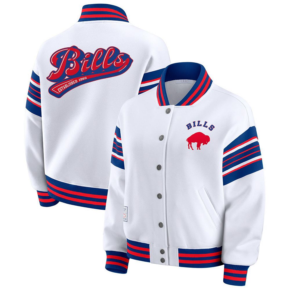 Women's WEAR by Erin Andrews White Buffalo Bills Plus Size Full-Snap ...