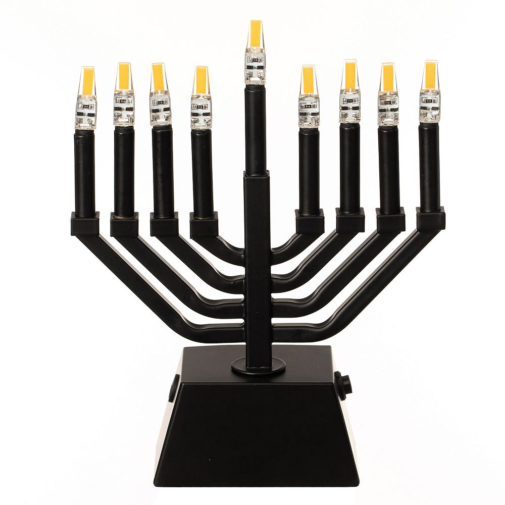Vintiquewise Wall Mount 9-Branch LED Hanukkah Menorah, Modern Black ...