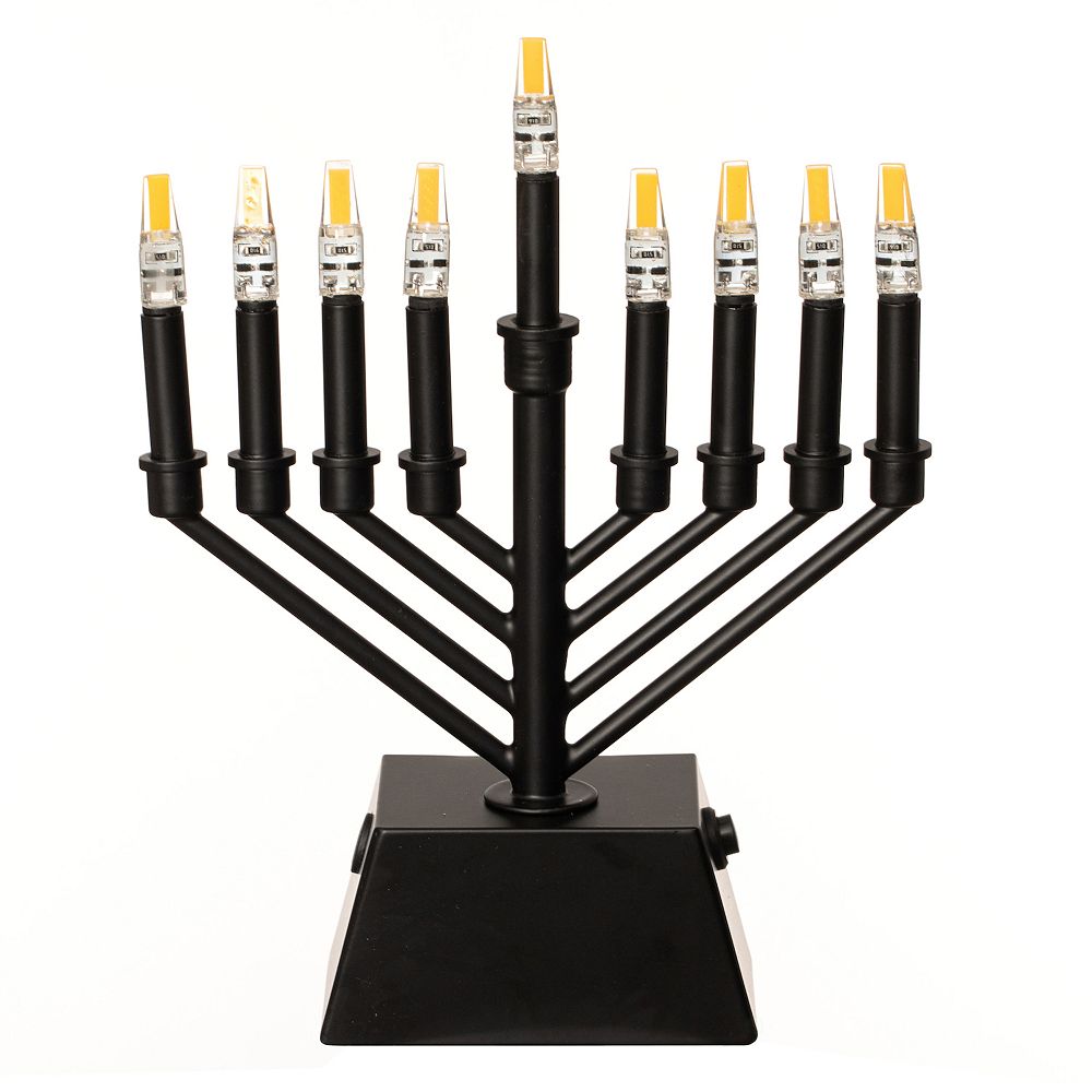 Vintiquewise Wall Mount 9-Branch LED Hanukkah Menorah, V-Shape Black ...
