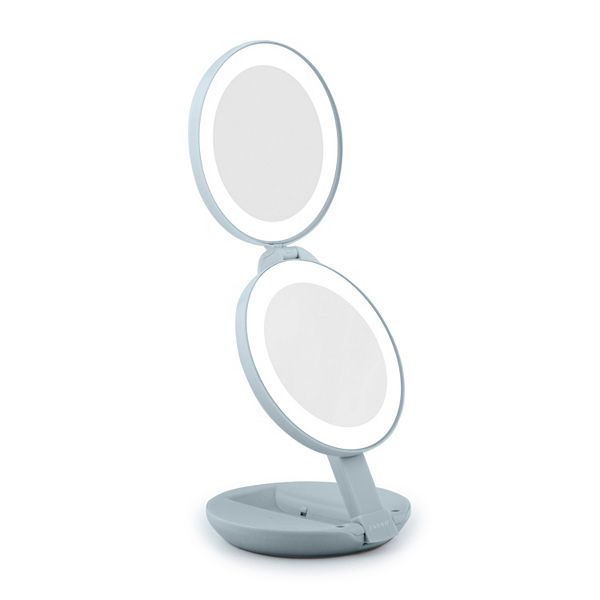 Folding LED Lighted Travel Mirror with Magnifications 10X/1X ...