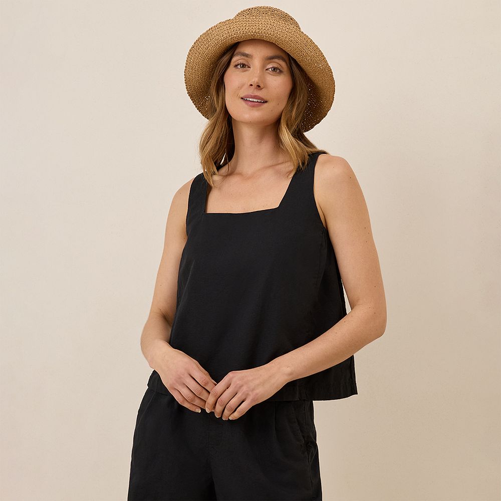 Canopy Linen Blend Square Neck Tank Made With Organic Cotton