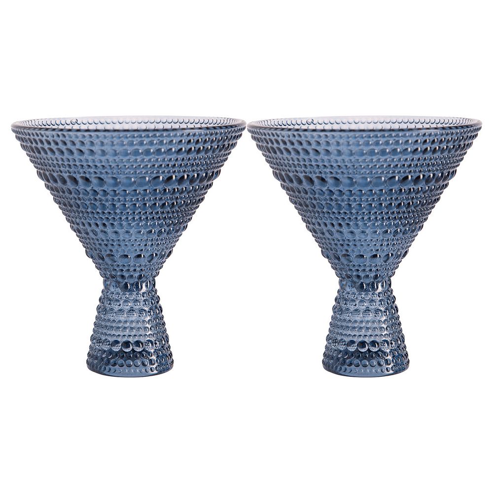 Home Essentials Halo 2-Piece Cobalt Martini Glass Set