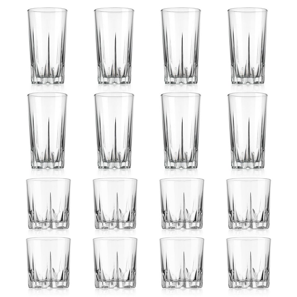 Home Essentials 16 pc Black Bar Diamante Glassware