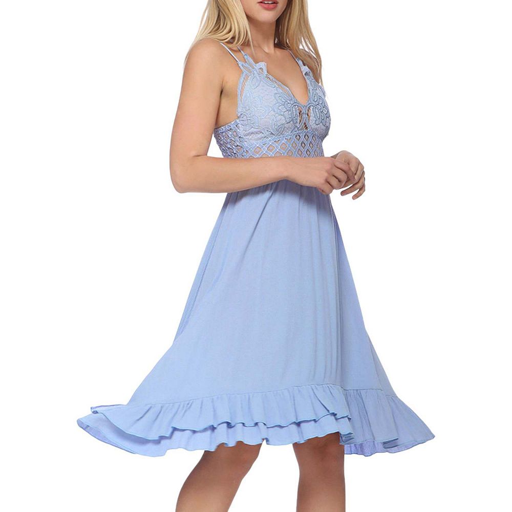 Women's Lace Ruffle Slip Dress