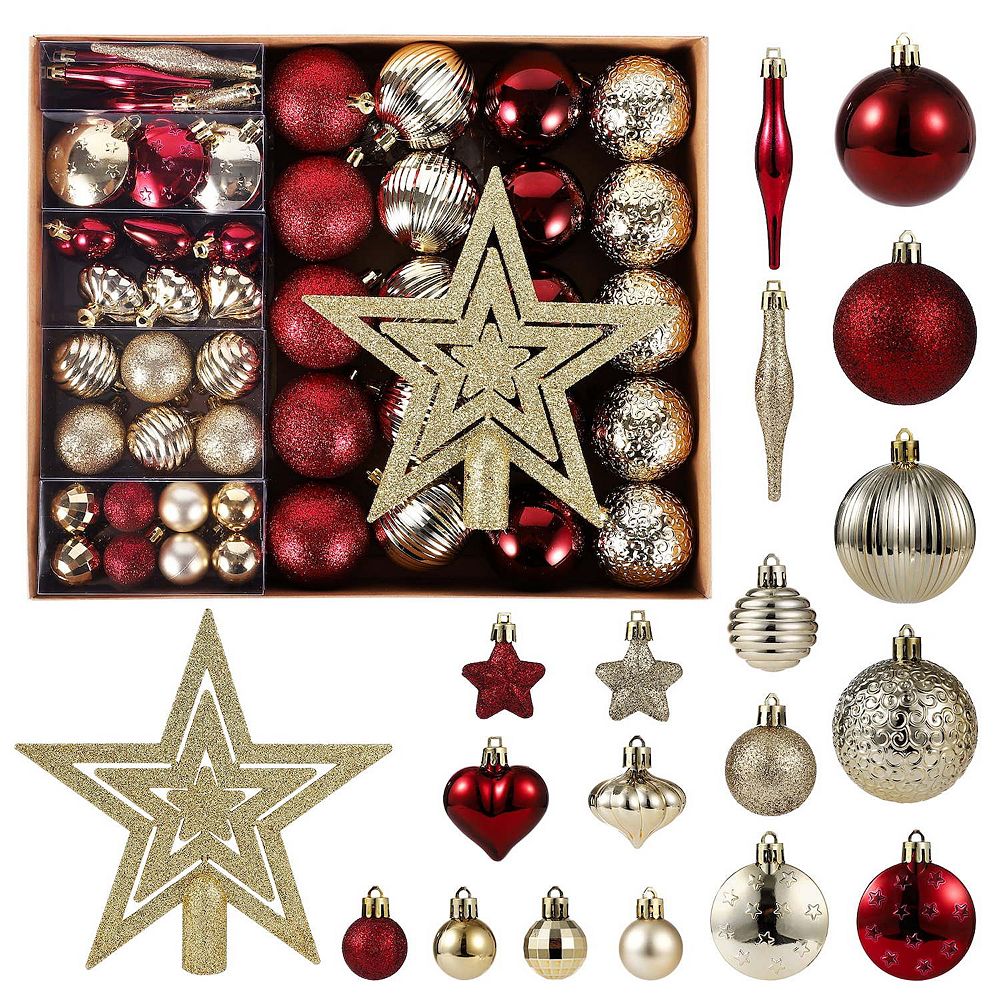 72 pcs Christmas Balls Ornaments, 2.4" 1.6" 1.4" Multi-Styles Hanging ...
