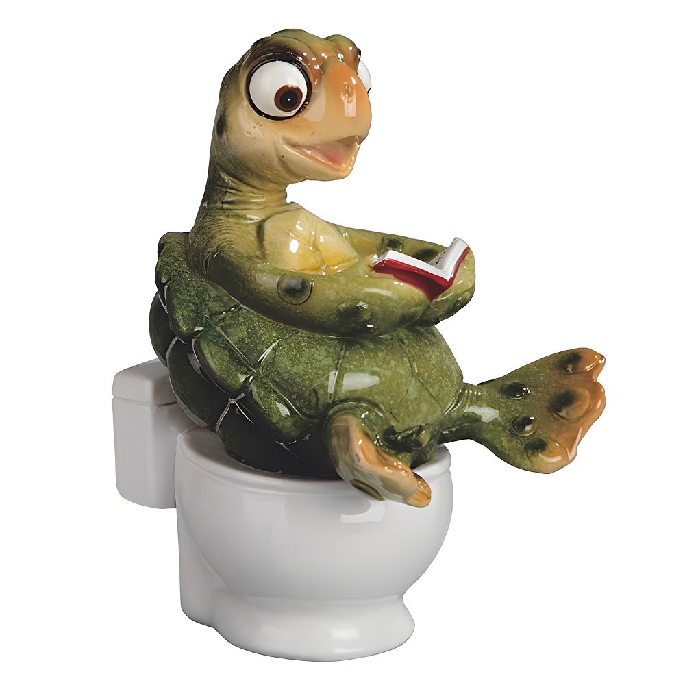 FC Design 4.25"H Green Sea Turtle Reading on Toilet Figurine Decoration ...