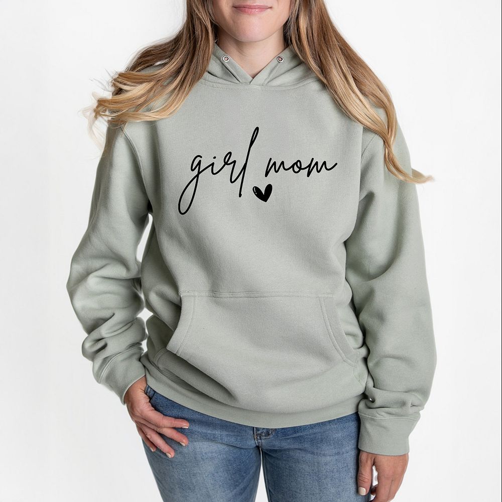 Girl Mom Cursive Heart - Women's Graphic Hoodie