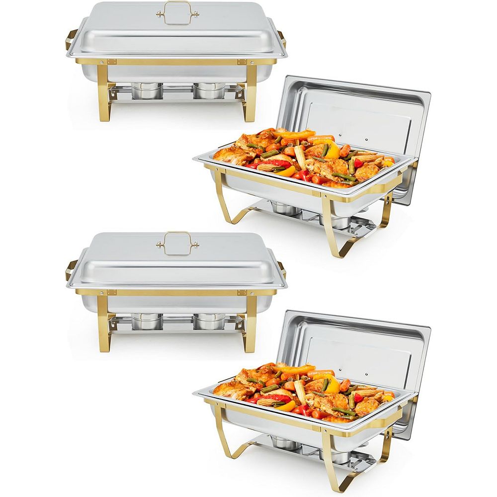 Chafing Dish Buffet Set 4 Pack, 8QT Rectangular Food Warmers Set with ...