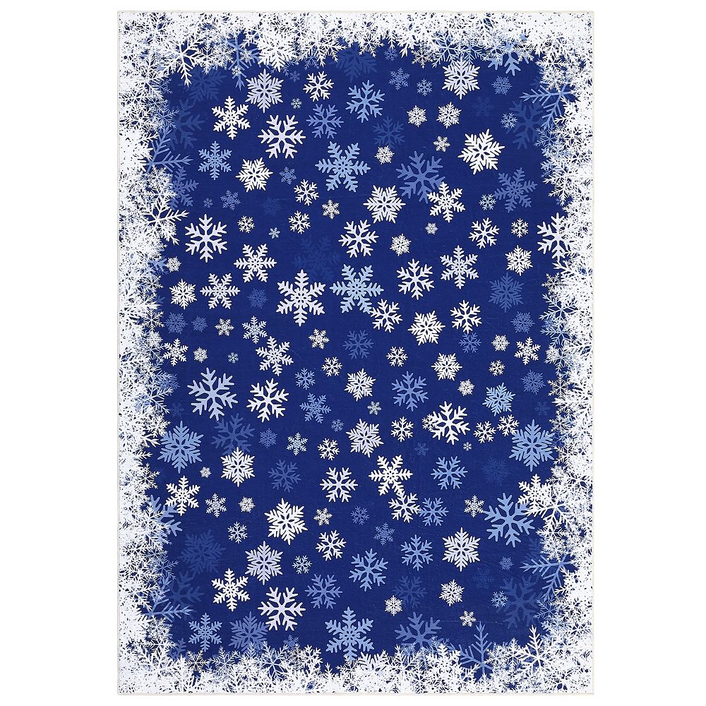 Christmas Snowflake Rug Washable Rug with Non Slip TPR Backing ...