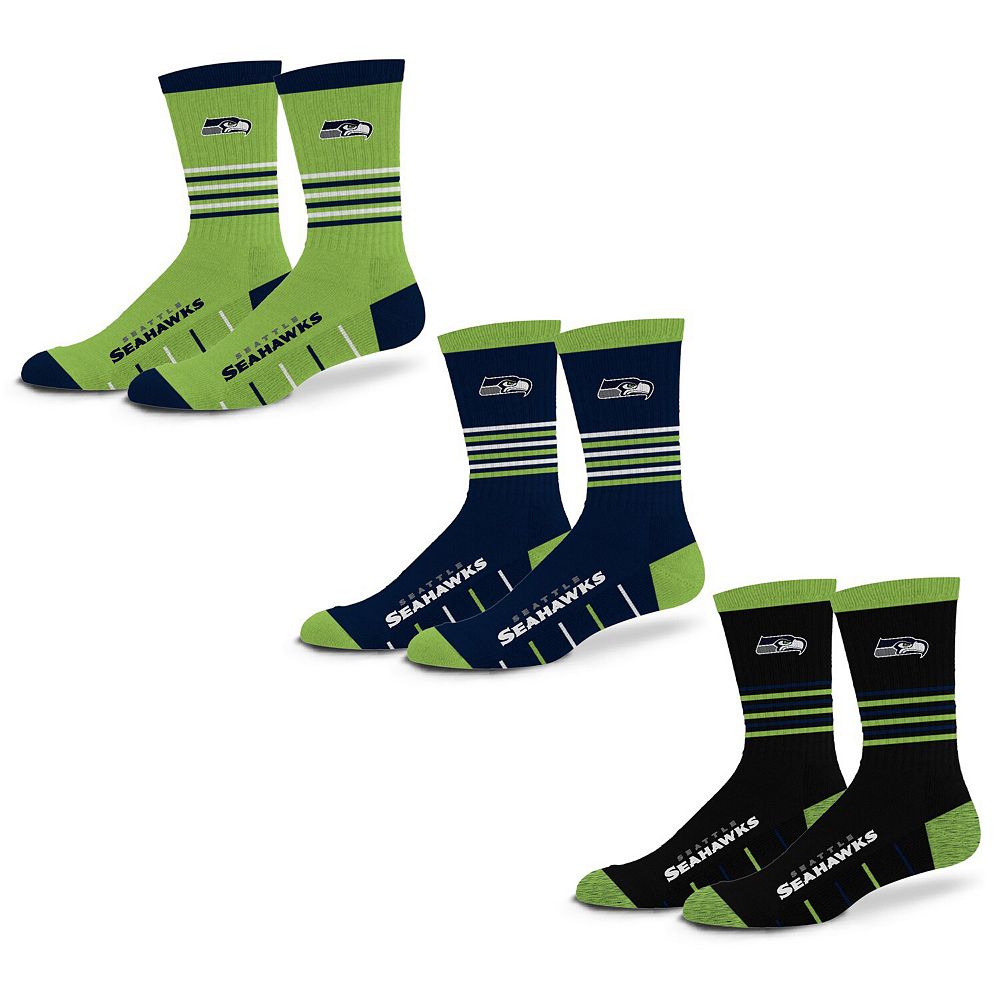 Unisex Starter Seattle Seahawks Stripe Zones Socks 3 Pack