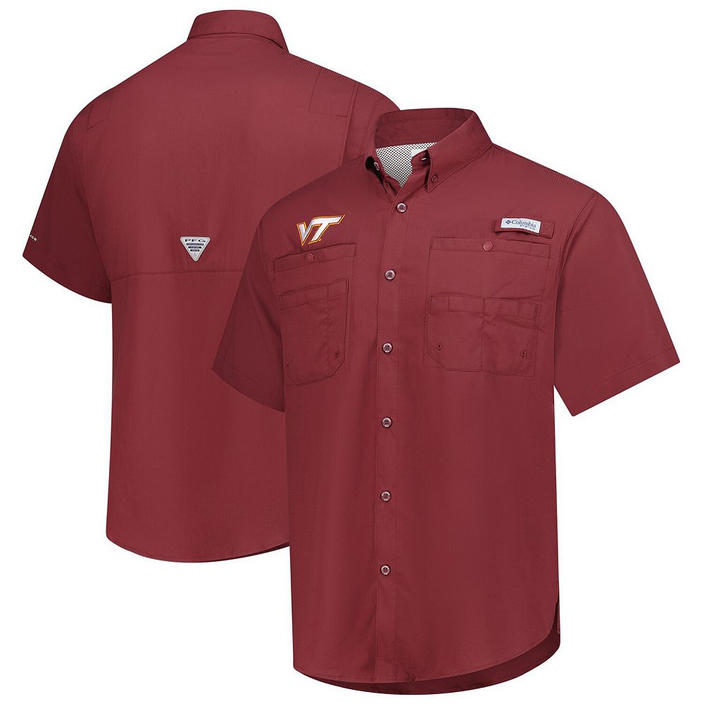 Men's Columbia Maroon Virginia Tech Hokies Tamiami Omni-Shade Button ...