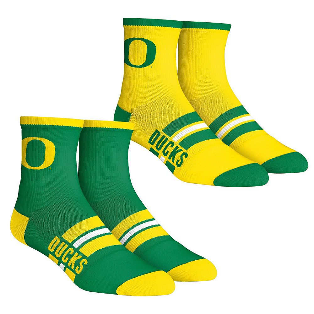 Unisex Rock Em Socks Oregon Ducks 2-Pack Multi Stripe Quarter Socks Set