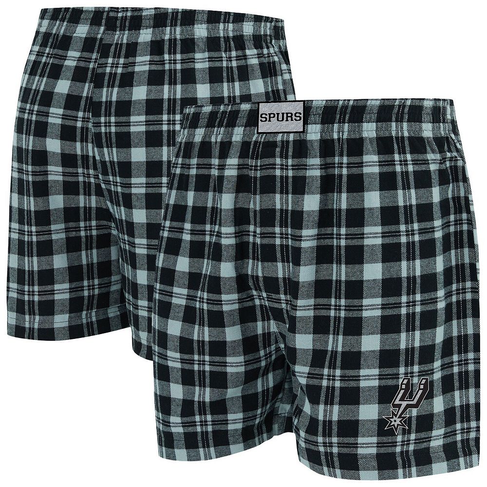 Men's Concepts Sport Black/Silver San Antonio Spurs Hawthorn Flannel Boxer