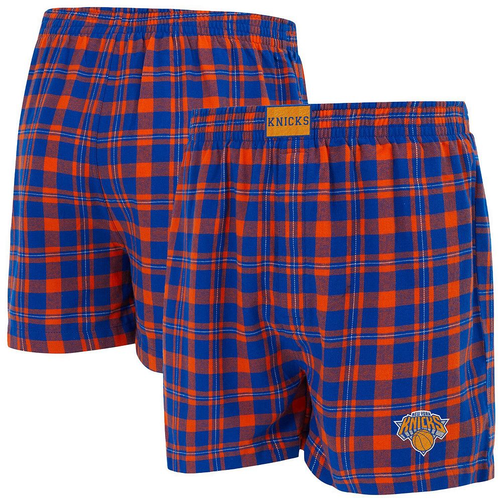 Men's Concepts Sport Blue/Orange New York Knicks Hawthorn Flannel Boxer