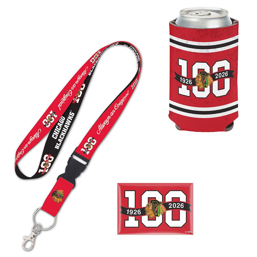 WinCraft Chicago Blackhawks Centennial Three-Piece Fan Pack