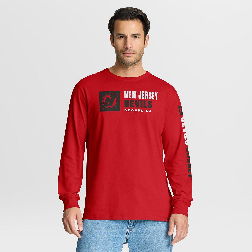 Men's Fanatics Red New Jersey Devils Goal Crease Legacy Long Sleeve T-Shirt