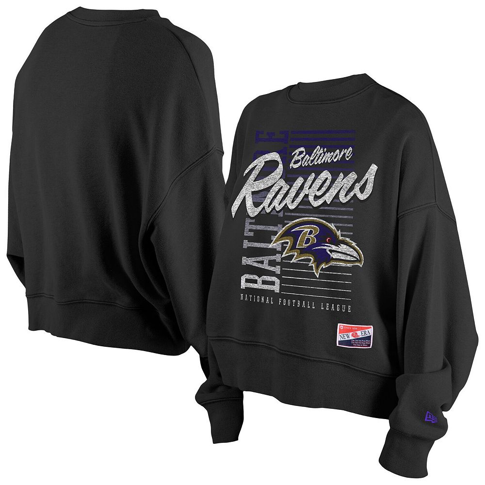 Women's New Era Black Baltimore Ravens Oversized Throwback Mineral Wash ...