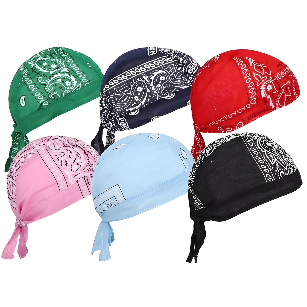 Breathable Head Wrap Bandana Caps 6 Pcs