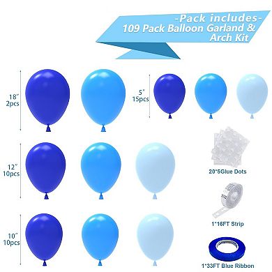 Blue Balloon Garland Arch Kit 109Pcs Pastel Royal Blue Balloons in 4 ...