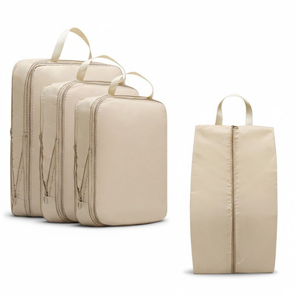 4-Piece Compression Packing Cube Set with Zipper Closure and Carry Handles