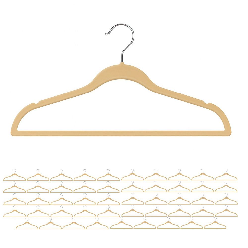 50 Pack Wood-Like Plastic Hangers, Slim Non-Slip Design with 360 ...