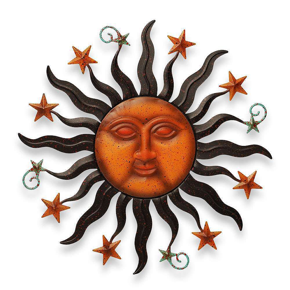 G128 24 in Cute Sun Face Metal Wall Sculpture Statues Art Decor Indoor ...