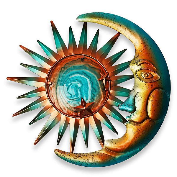 G128 Sun and Moon Metal Wall Sculpture Statues Art Decor Indoor Outdoor