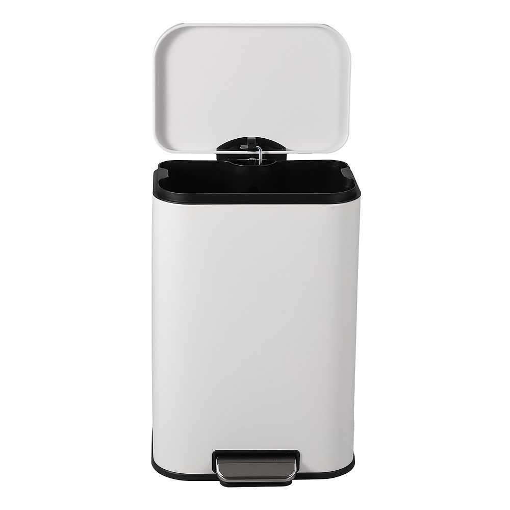 Fancihabor 3.2 Gallon white stainless steel step-on trash can, soft ...
