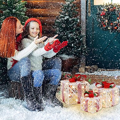 Costway Set of 3 Christmas Lighted Gift Boxes, Indoor Present Box ...