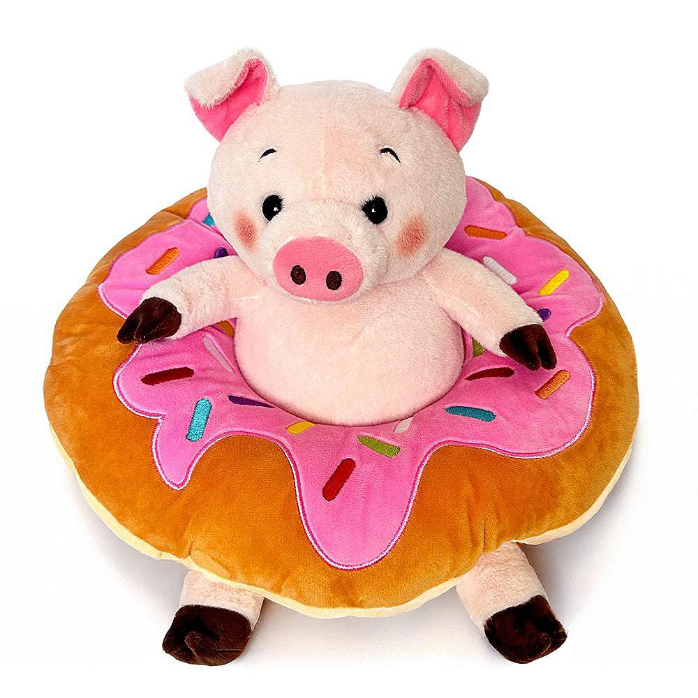 Ollie Oinker the Pig Plushie, Adorable 12" Donut Ring Stuffed Animal ...