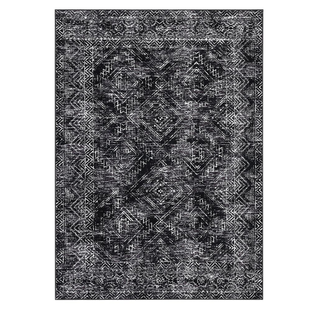 Modern Diamond Pattern Machine Washable Rug with Non Slip Backing Stain ...