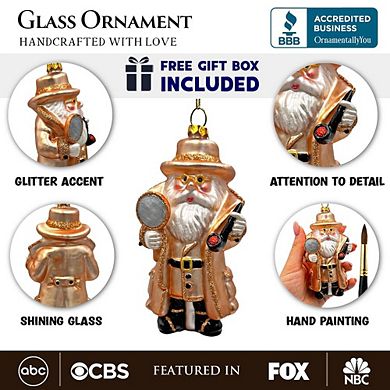 Santa the Detective Glass Christmas Ornament, Criminal Police ...