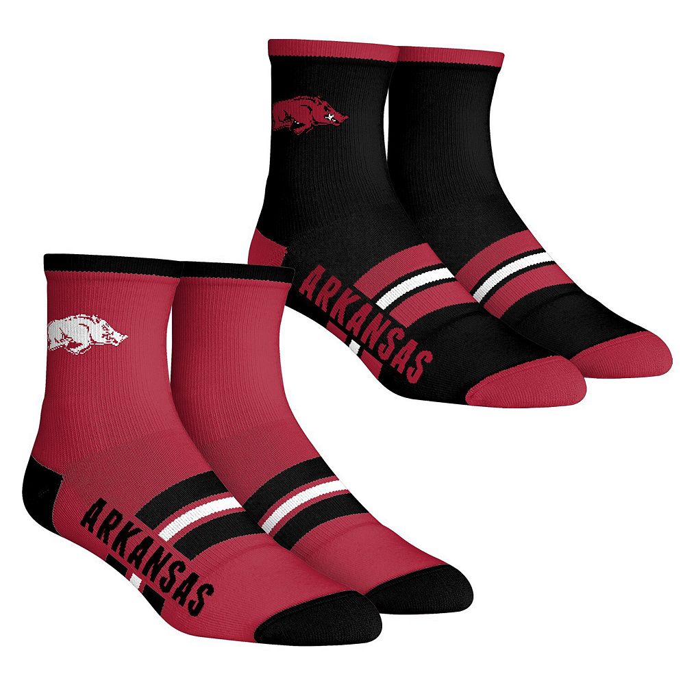 Unisex Rock Em Socks Arkansas Razorbacks 2-Pack Multi Stripe Quarter ...