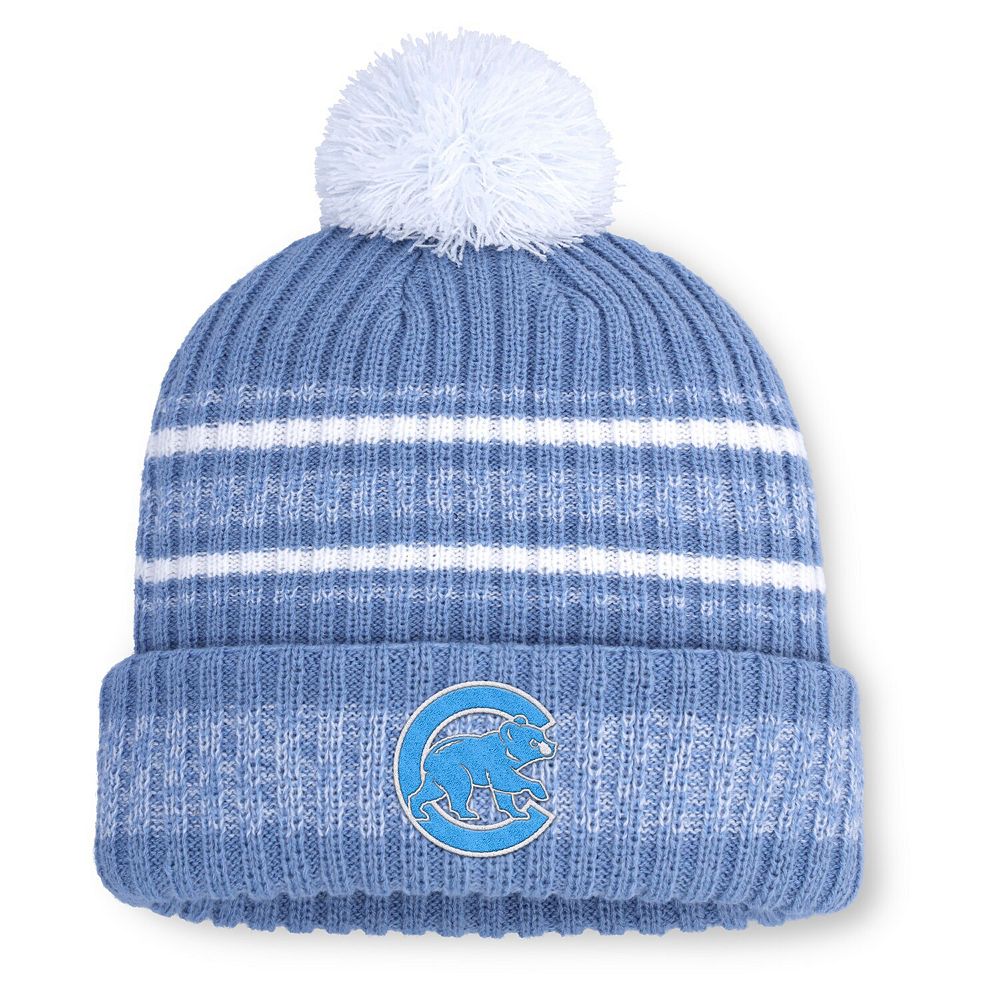 Men's Nike Light Blue Chicago Cubs Peak Cuffed Knit Hat with Pom