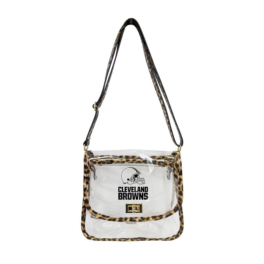 Logo Brands Cleveland Browns Leopard Print Trim Clear Purse