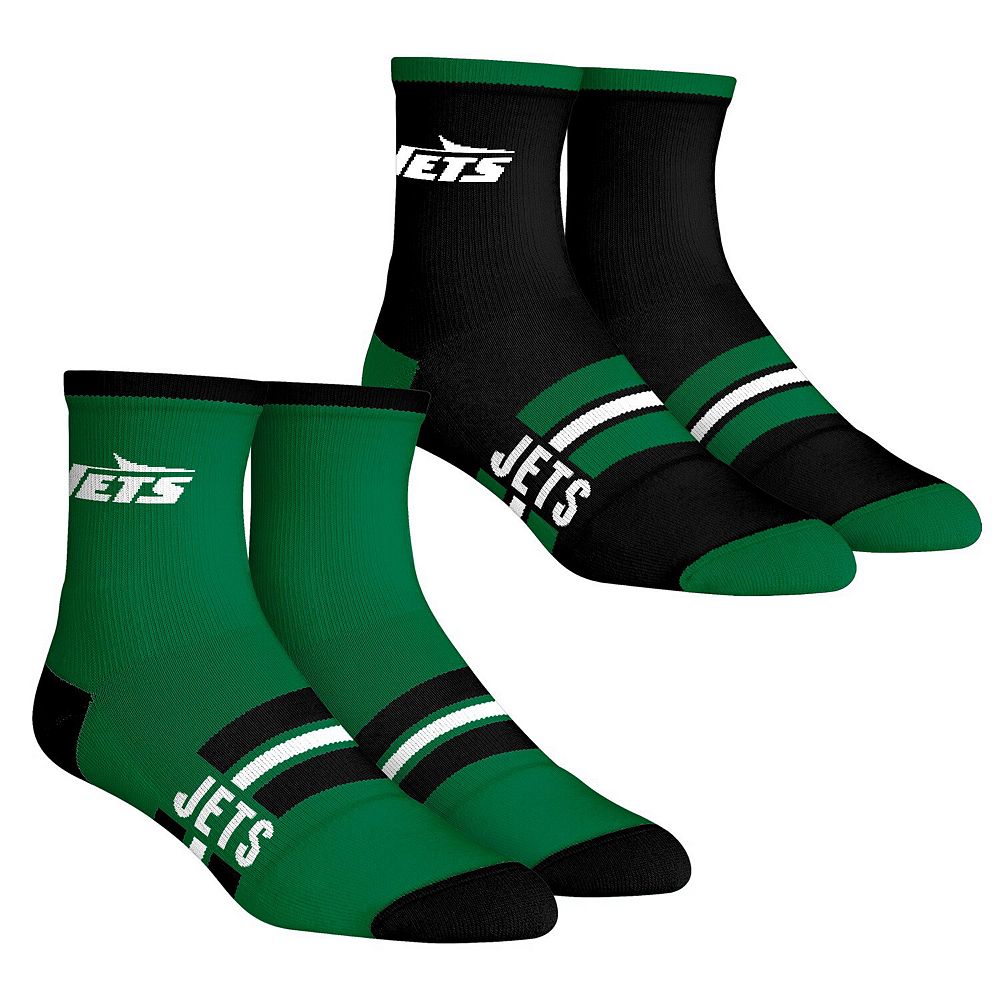 Unisex Rock Em Socks New York Jets 2-Pack Multi Stripe Quarter Socks Set
