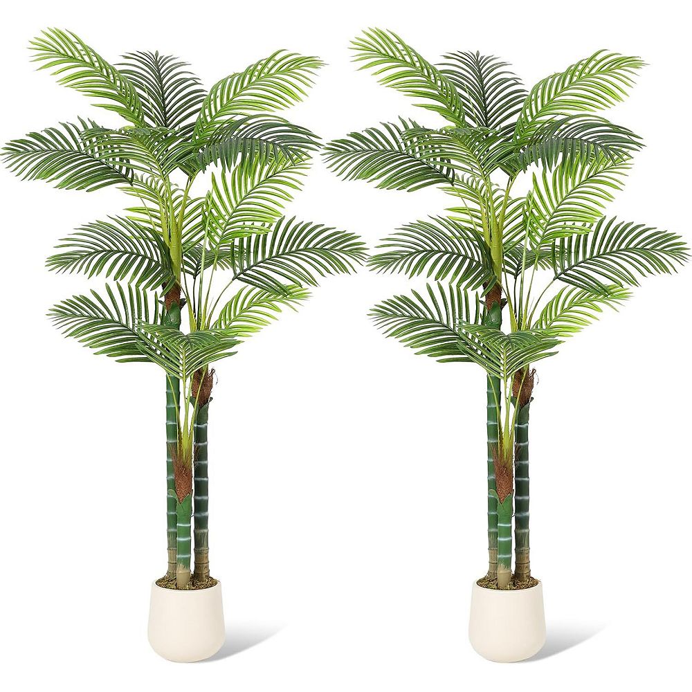 Plastic Multi-Stem Palm Tree Decorations, Realistic Indoor Plant for ...